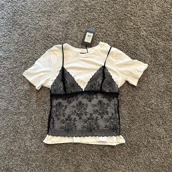 Who What Wear | Tops | Nwt Who What Wear Lace Layered Tshirt | Poshmark